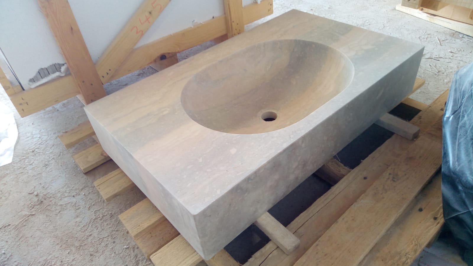 Fresh from the Block - Carved Basins in Roman Silver Light Travertine ...